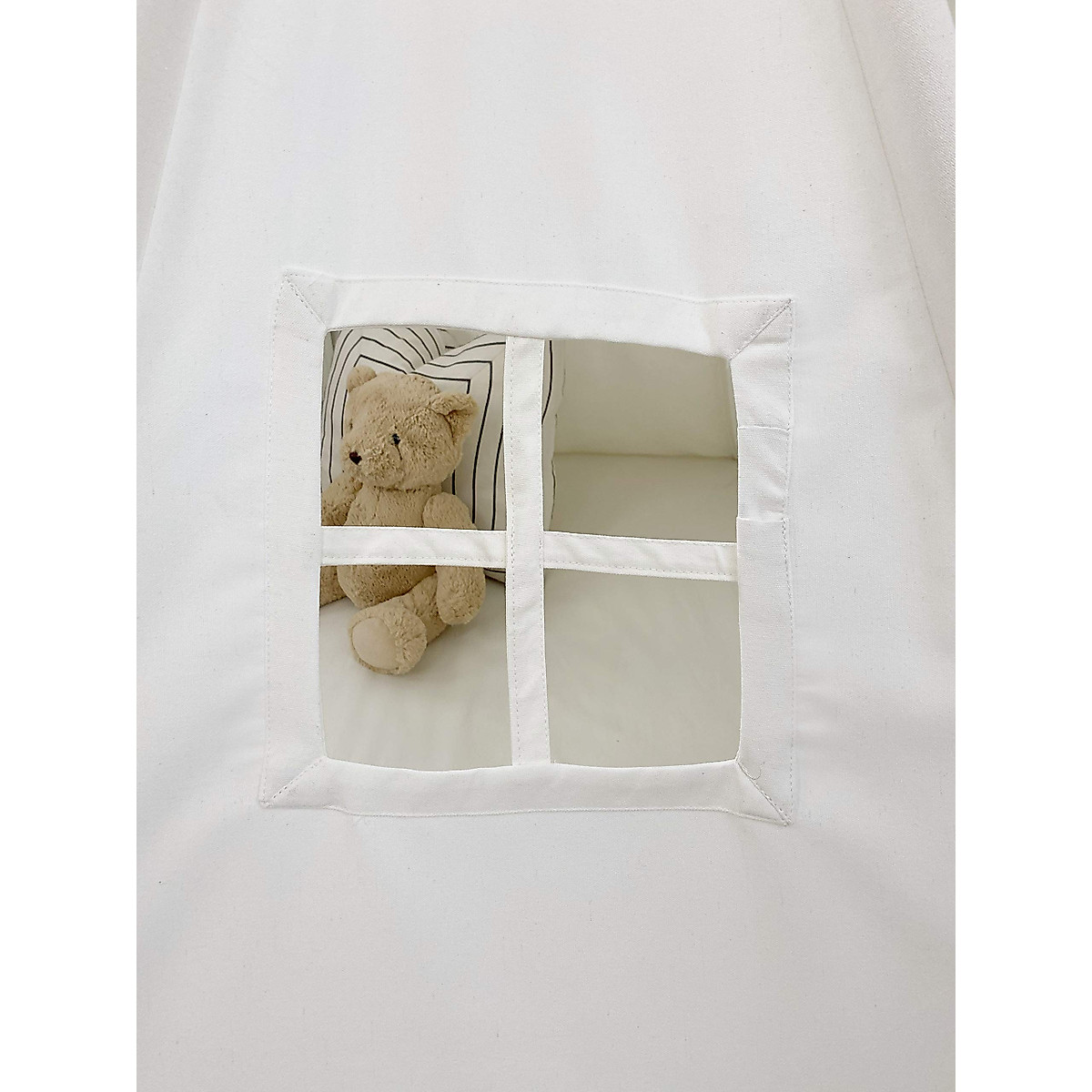 Domestic Objects | Play Tent Bed Canopy | Teepee for Mattress | 100% Cotton Canvas | Premium Quality (Crib/Cot No Door) (White)