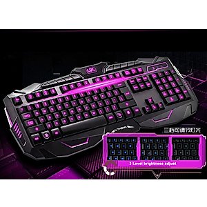 axGear USB LED Light Gaming Keyboard and Mouse Set Kit for Computer PC Multimedia Gamer