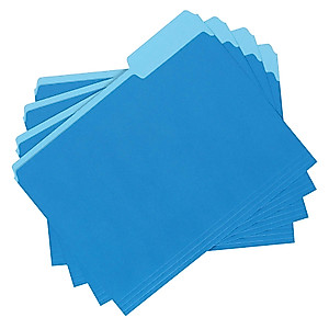 Amazon Basics File Folders, Letter Size, 1/3 Cut Tab, Blue, 36-Pack