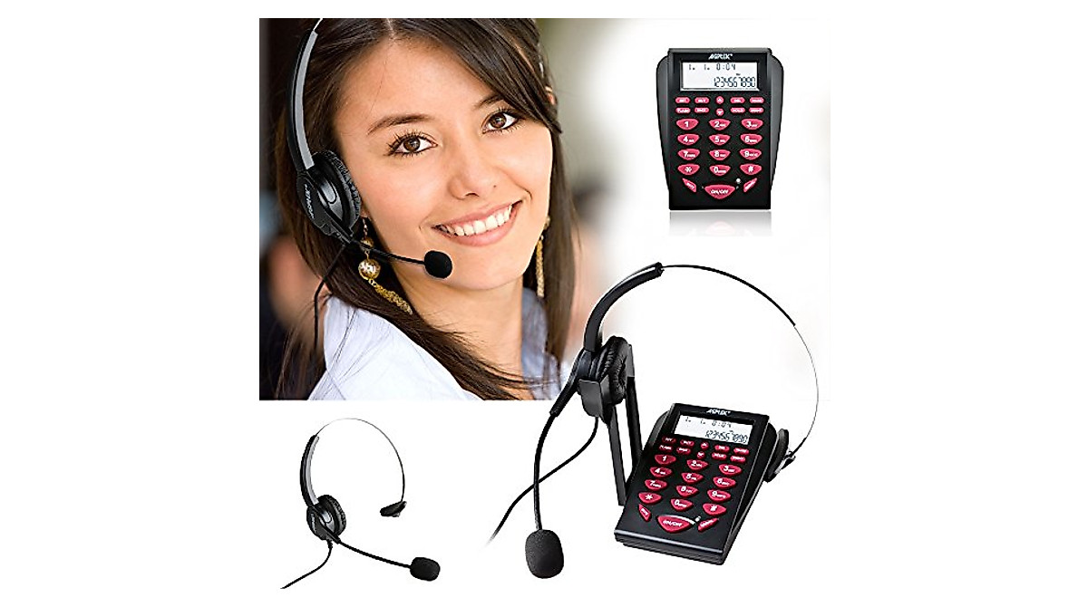 AGPTEK Corded Phone with Headset & Dialpad | Call Center, Office