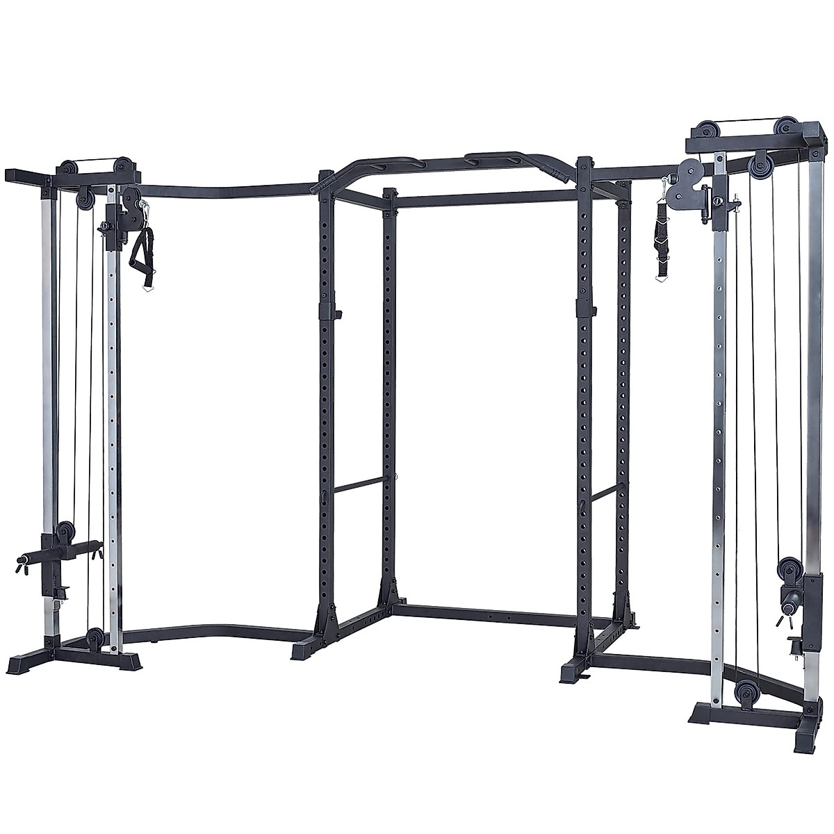 papababe Power Cage, Squat Rack with Cable Crossover Power Rack with LAT Pulldown(Power Cage with Cable Crossover)