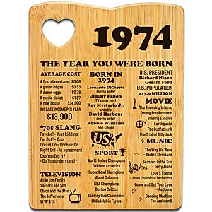 BackURyear 50th Birthday Gifts for Women Men, 50th Birthday Presents for Her Him, 50 Years Old Birthday Decorations, Born in 1974- Turning Fifty, 50th Birthday Cutting Board Gifts