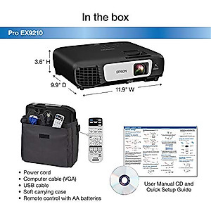 Epson Pro EX9210 1080p+ WUXGA 3,400 lumens color brightness (color light output) 3,400 lumens white brightness (white light output) wireless HDMI MHL 3LCD projector