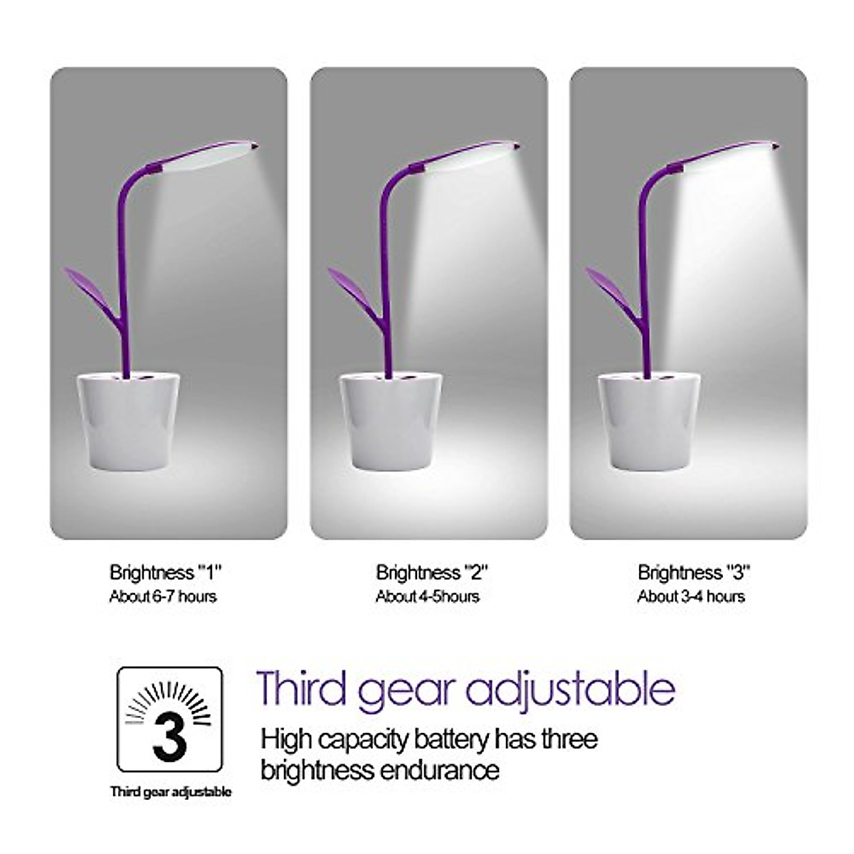 iEGrow Kids Desk Lamp for Rooms, Cute Desk Lamp USB Charging Desk Lamp with Pen Holder for Home Study ( Purple )