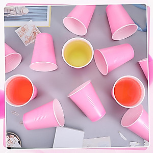Mifoci 50 Pcs 16 oz Plastic Drinking Cups Plastic Disposable Cups for Wedding graduation Birthday Party Valentine Christmas Picnics Barbecues Supplies(Pink)