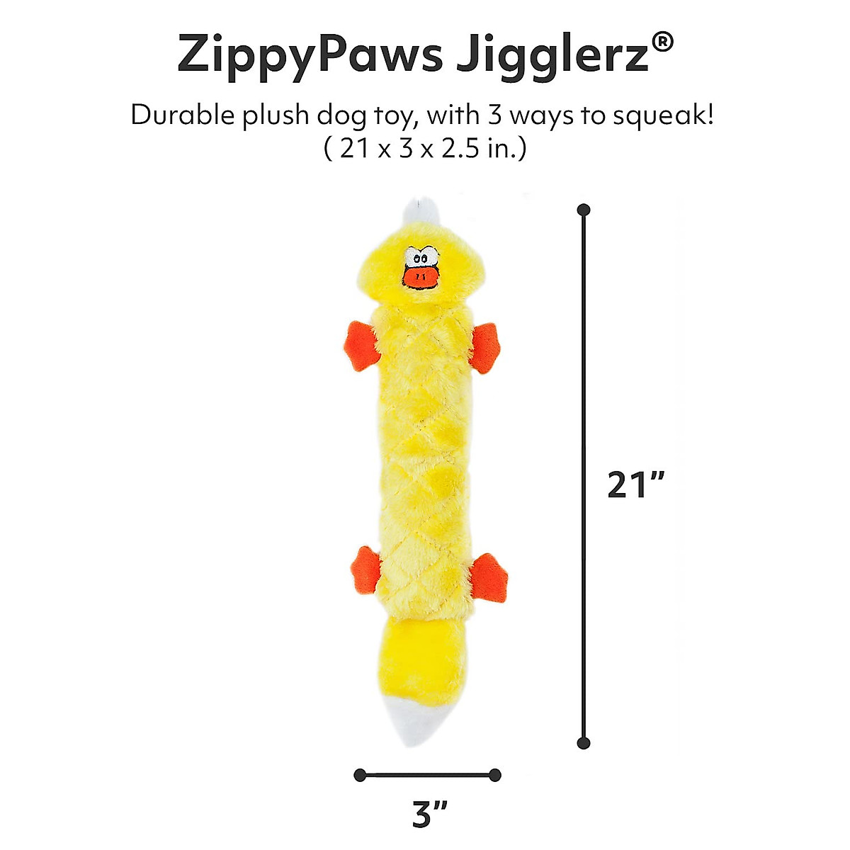 ZippyPaws Jigglerz - Dog Squeaky Toys to Keep Them Busy, Funny Food Plush for Small, Medium, & Large Dogs, Cute Stuffed Puppy Toy, Pet Product, Gift for All Breeds, Interactive Squeaker - Duck