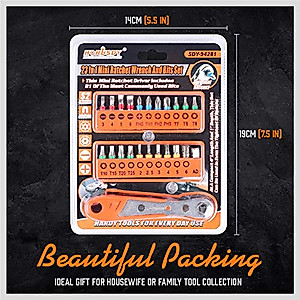SEDY 21-Piece Mini Ratchet Driver Set, Orange, S2 Alloy Steel