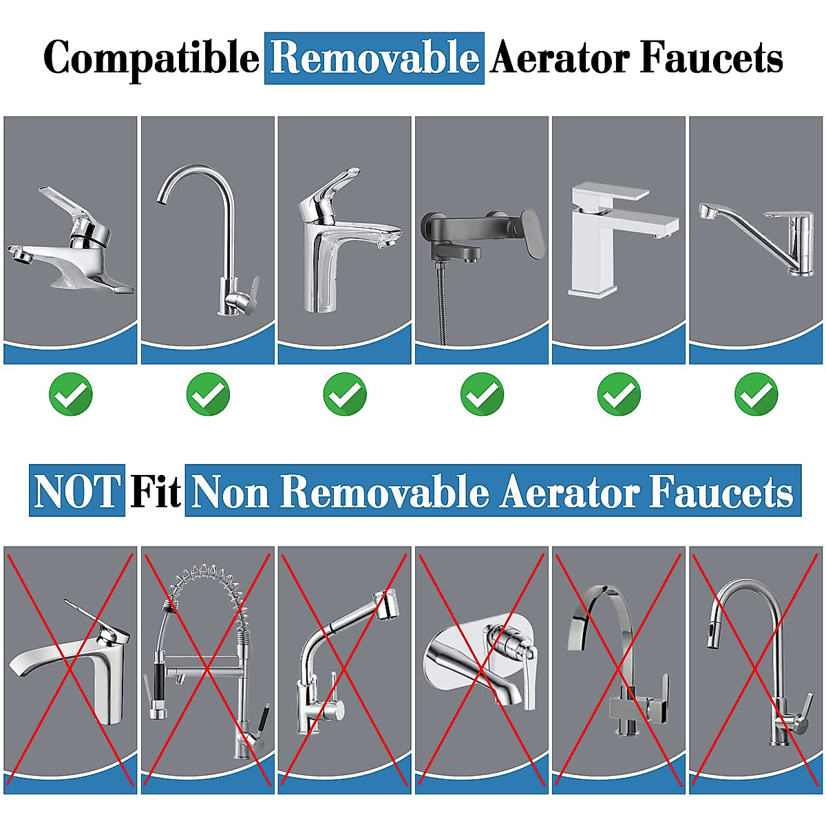 Dreyoo 2 Pcs Dishwasher Faucet Adapter, Dishwasher Snap Adapter Connection 15/16-27Male or 55/64-27Famale Chrome (With Filter)