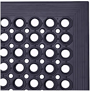 UNIMAT-Anti-Fatigue Outdoor Rubber Drainage with Non-Slip Backing Heavy Duty Mat for Restaurant Industrial Use-3'x 5' Black Mat-Ideal Bar Accessory