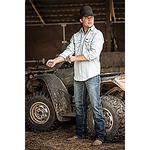 Wrangler Men's Western Work Shirt Washed Finish, Stonewashed, X-Large