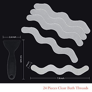 Secopad Patented Anti Slip Shower Stickers 24 PCS Safety Bathtub Strips Adhesive Decals with Premium Scraper for  Bath Tub Shower Stairs