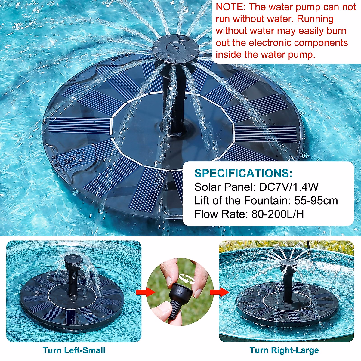 DazSpirit Hanging Solar Bird Bath Fountain, 14.9inch Diameter Green Metal Bird Bath Bowl with Solar Powered Pump & 4 Water Spray Nozzles for Outdoor Garden Backyard Patio Lawn