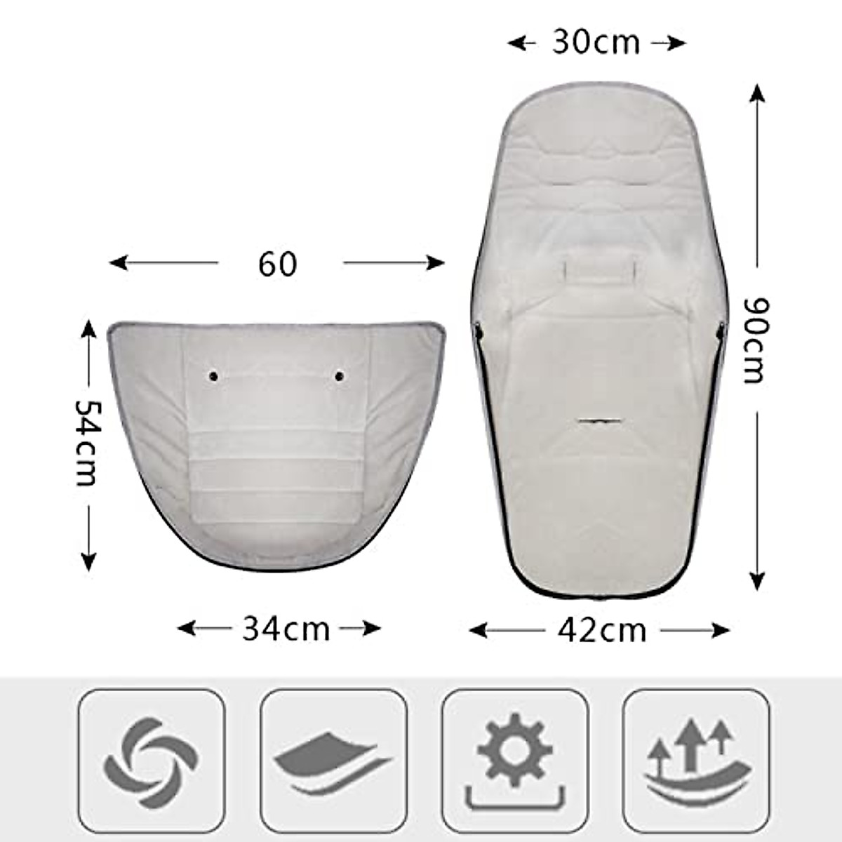 LEMESO Bunting Bag for Baby, Universal Bunting Bag, Removable Stroller Sleeping Bag Cold Weather,Soft Fleece Lined Footmuff, Fits Most Stroller Pram, Perfect for Baby, Toddler,Grey Color