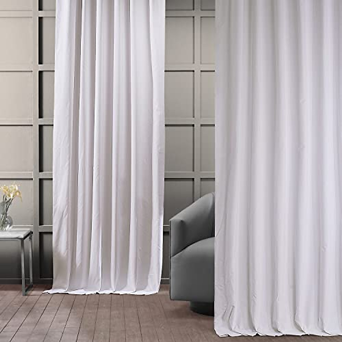 HPD Half Price Drapes Vintage Cotton Velvet Curtains for Living Room 50 X 84 (1 Panel), VCCH-VET20802-84, Powder White