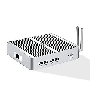 KINGDEL Mini Desktop Computer, Fanless, i5 8th Gen. 4 Cores CPU, 16GB DDR4 RAM, 500GB NVMe SSD, 4K: 4096x2304, HD Port, LAN, VGA, 4xUSB 3.0