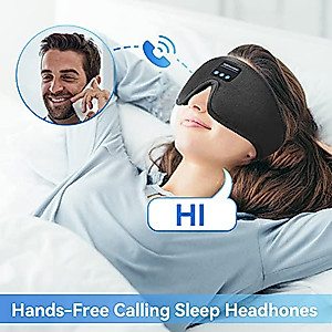 Sleep Headphones Bluetooth 5.0 Wireless 3D Eye Mask, Lightimetunnel Washable Sleeping Headphones for Side Sleepers With Adjustable Ultra Thin Stereo Speakers Microphone Hands Free for Insomnia Travel
