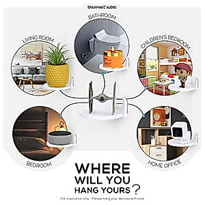 BRAINWAVZ 4” Small Floating Shelf, Adhesive & Screw in, for Bluetooth Speakers, Cameras, Plants, Toys, Books & More, Easy to Install Shelves Wall Mount (White)