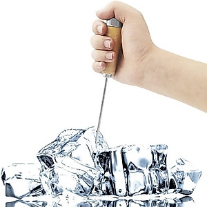 2 Pieces Ice Pick Ice Chipper Stainless Steel Ice Pick 8.46 Inch Ice Chisel Ice Hammer Tool Ice Crusher Ice Carving Tool with Wooden Handle