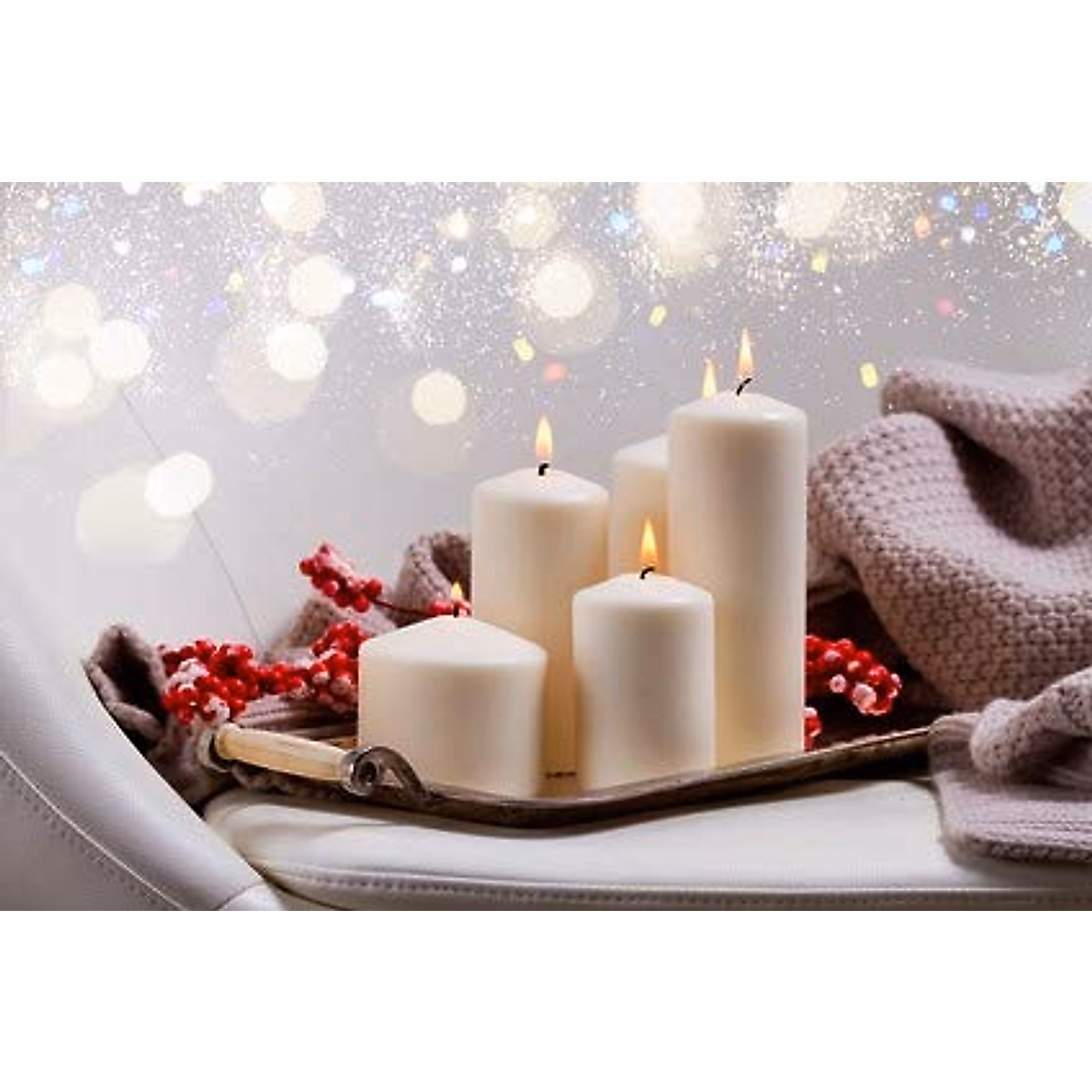 3 X 6 Pillar Candles Bulk Event Pack Round Unscented Premium Wax Pillar Candles for Wedding, Spa, Party, Birthday, Holiday, Bath and Home Decor - Set of 12 (3X6, Ivory)