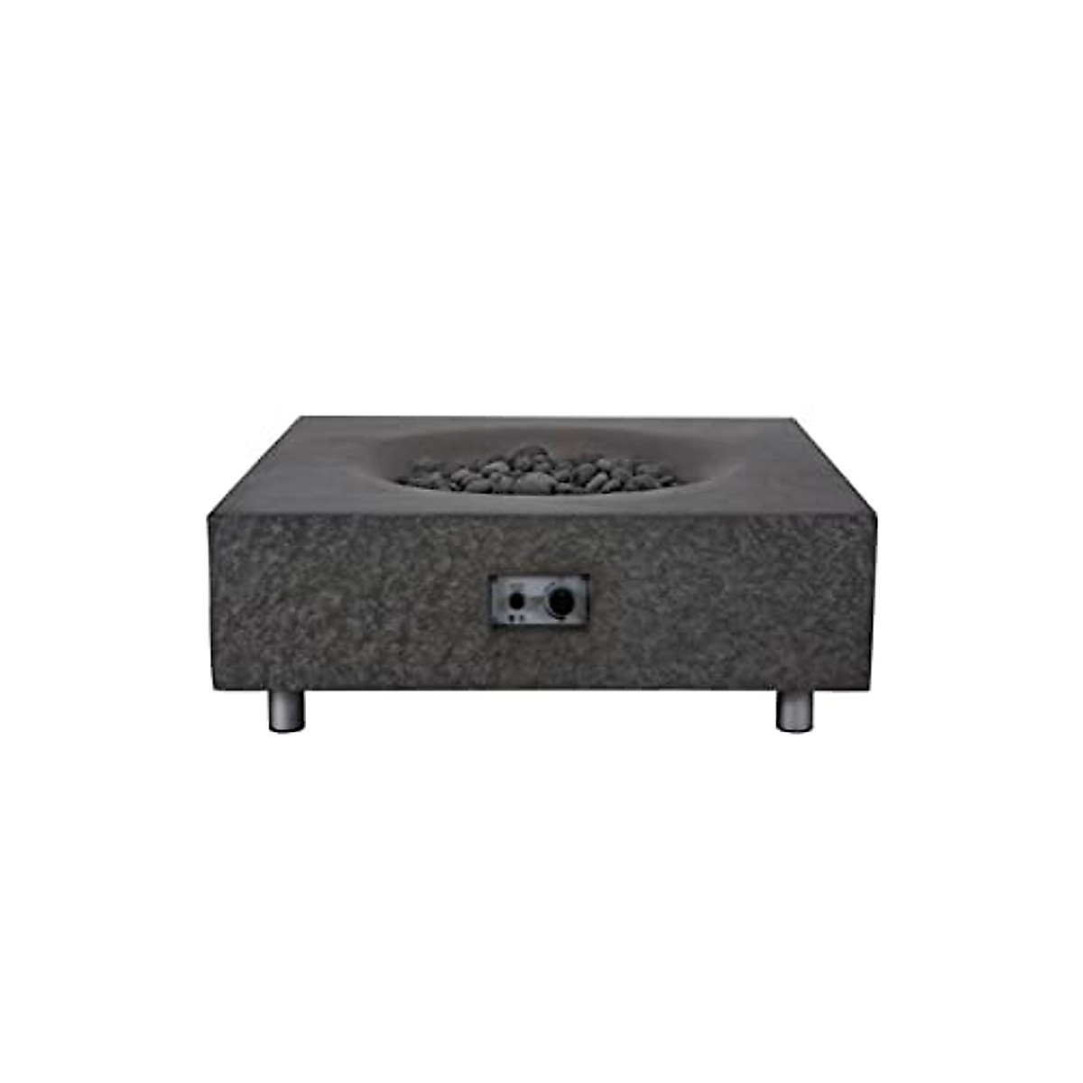 Pyromania Monument Outdoor Concrete Fire Pit Table, 41 x 41 Inches - Natural Gas Model in Charcoal Gray Color