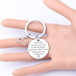 TIIMG PoP PoP Keychain Grandpa Birthday Gifts Father’s Day Gift PoP PoP Birthday Gifts from Grandkids (POP POP i know)