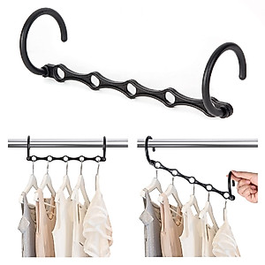 ZEDODIER Space Saving Hangers，Magic Hangers 10 Pack Sturdy Plastic Closet Space Saver Closet Organizer（Black）