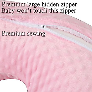 Minky Nursing Pillow Cover Set 2 Pack Nursing Pillow Slipcovers, Ultra Soft Compatible with Boppy Pillow,Standard Pillow for Baby Boy Girl White and Pink