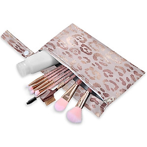 AUUXVA Wet Dry Bags Set Pastel Pink Leopard Print,Cloth Diaper Wet Bag Waterproof Reusable with Two Zippered Pockets for Travel Beach Pool Swimsuits Wet Clothes,2pcs