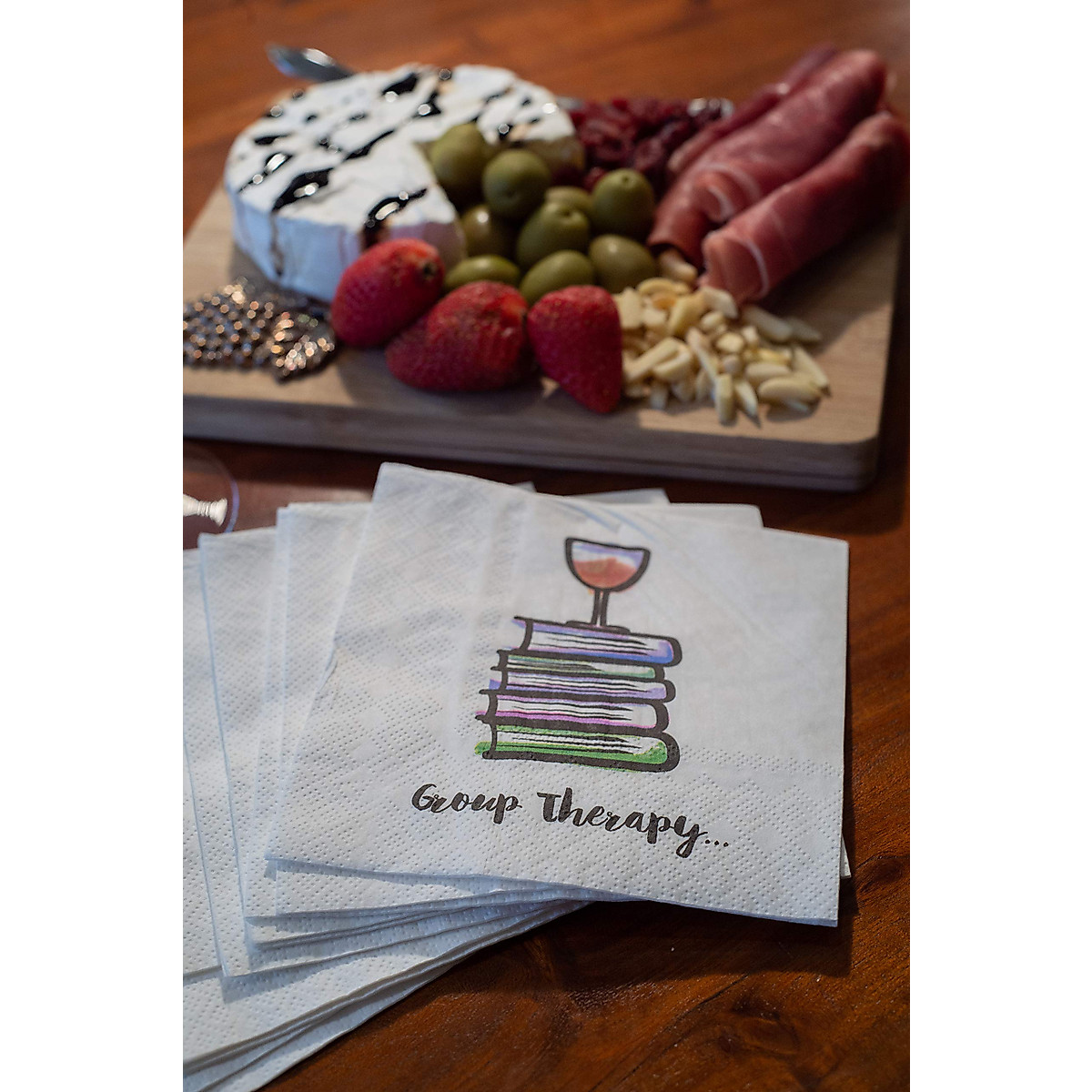 30 Pk, Group Therapy" Cocktail 3-Ply Paper Party Napkins for Book Club, Wine Night, Womens Group, Galentine's Day or Girls Night