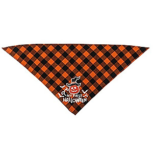 Halloween Dog Bandana Triangle Bib Pet Scarf Accessories Costumes Plaid Luminous Printing