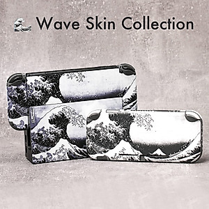 BelugaDesign Wave Switch Skin | Cool Sticker Wrap Vinyl Decal | Painting Japanese Water Ocean Cute | Compatible with Nintendo Switch (Switch Standard, Gray)