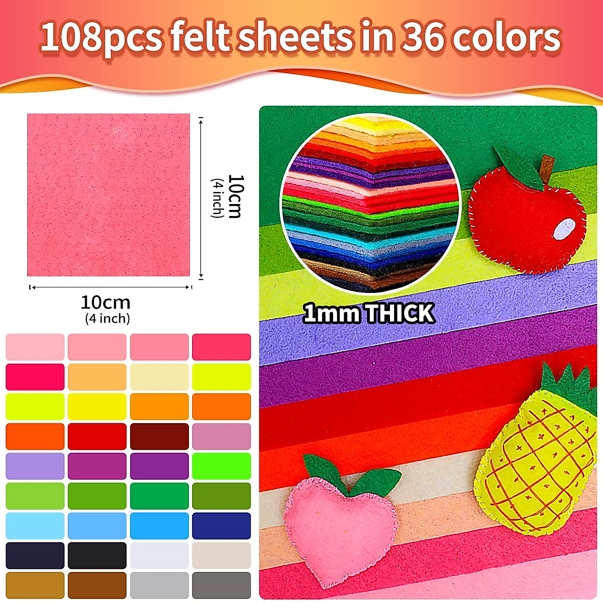 108pcs Felt Sheets + 2310pcs Googly Wiggle Eyes, Art and Craft Supplies.