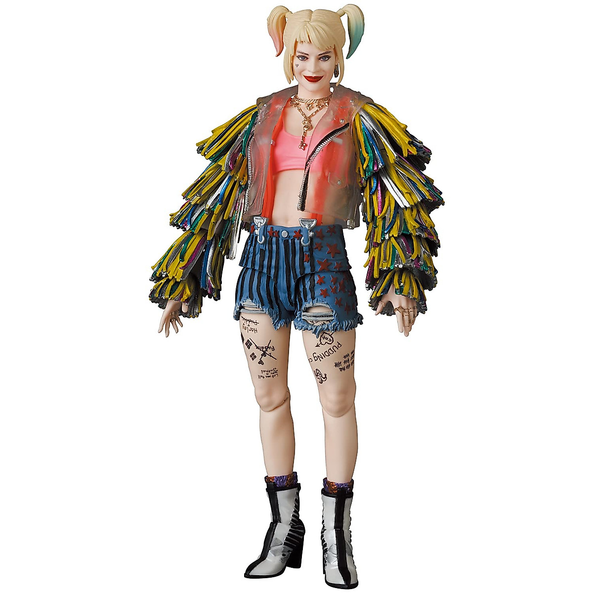 Medicom Birds of Prey: Harley Quinn (Caution Tape Jacket Version) Mafex Action Figure, Multicolor
