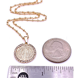 18K Gold Plated Saint Benedict Pendant Necklace for Women Religious Jewelry