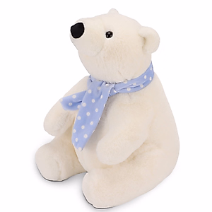 ROPELOK Polar Bear Stuffed Animal Plush, 9.8 Inch Lifelike Super Soft Cute Polar Bear with Scarf, Kawaii Cute Polar Bear Plush Toy for Kids Children Family Xmas Birthday Gifts
