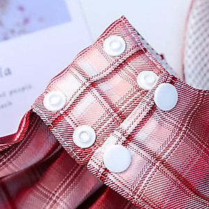 Hotumn Plaid Dog Harness Dress with Leash Ring Bow Tie Harness Leash Set Dog Wedding Dress Summer Princess Clothes Tutu Dress Cute Walking Dog Skirt for Small Medium Dogs Cats Girls