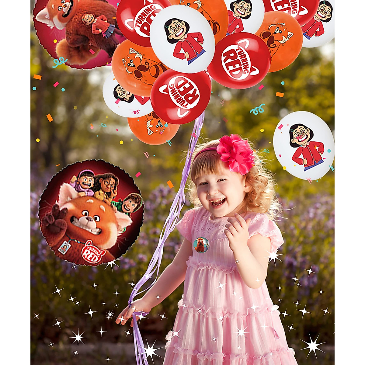 199Pcs Party Supplies, Red Party Decorations Red Party Favors Decorations Gift Set Cartoon Movie Decoration with Backdrop Cloth Flatwares Banner Balloon(Serves 10)