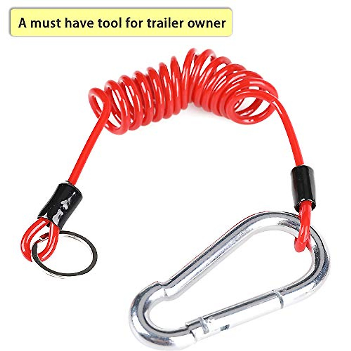 6 Foot Breakaway Trailer Cable,Trailer Safety Breakaway Cable Spring Towing Coiled Wire for RV Trailer Emergency Camper (1 Pack)