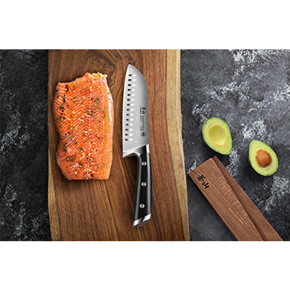 Cangshan TS Series 1020687 Swedish 14C28N Steel Forged 7-Inch Santoku Knife and Wood Sheath Set