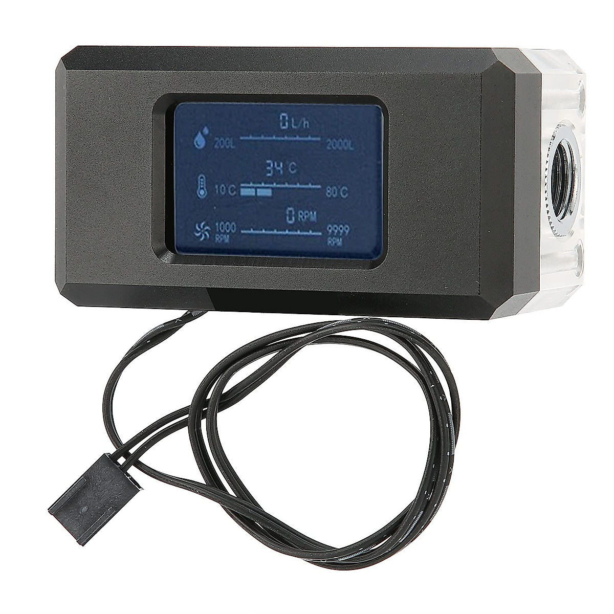 PC Water Cooling Thermometer, Smart LCD Speed Temperature Detect, PC G1/4 Thread Water Cooling System Temperature Meter for Computer Laptop