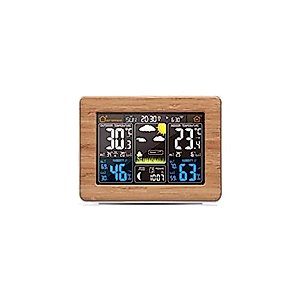 KSDCDF Weather Station Wireless Indoor Outdoor Thermometer, Color Display Digital Weather Thermometer with Atomic Clock, Forecast Station with Calendar and Adjustable Backlight