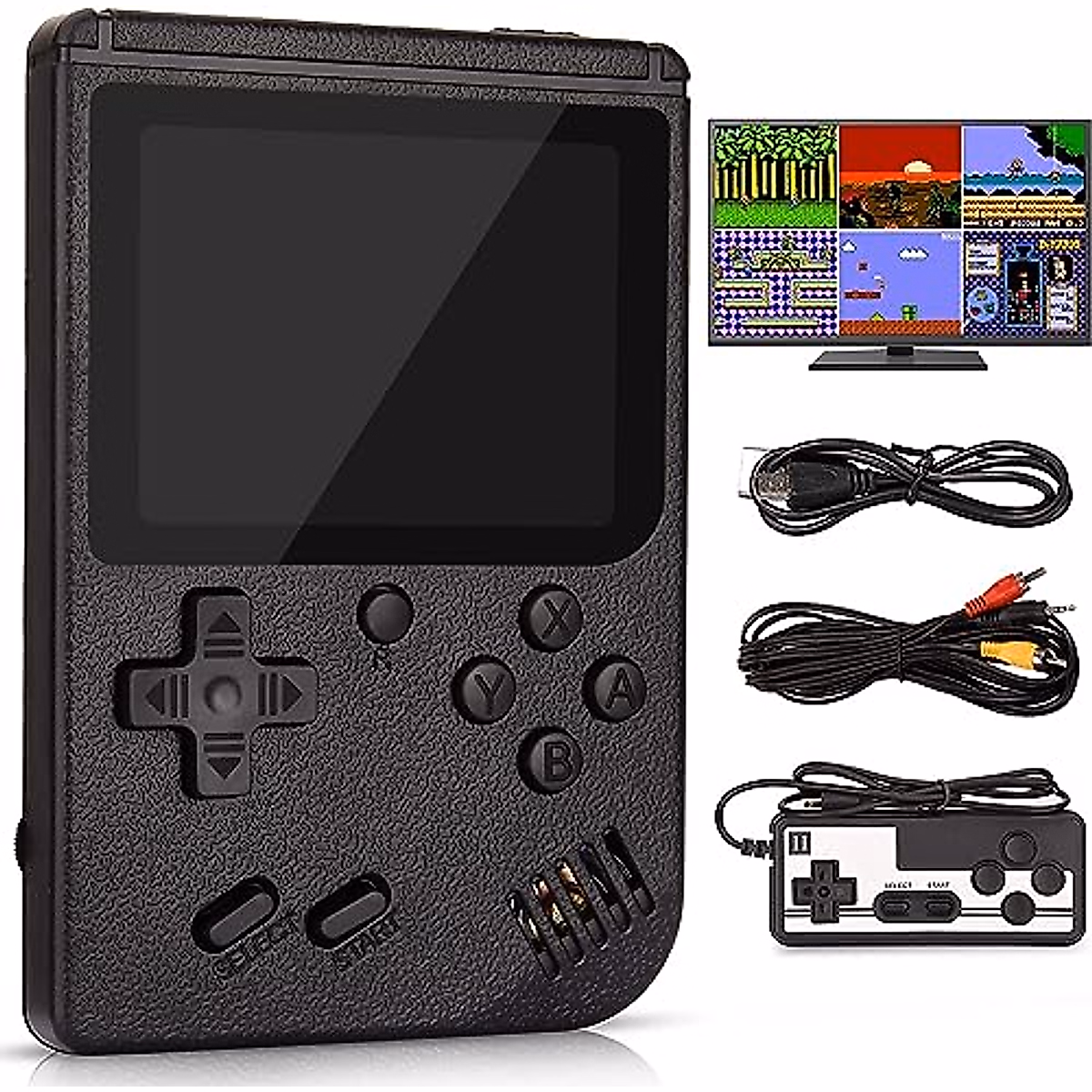 Retro Handheld Game Console with 500 Classic FC Games, Portable Retro Video Game Console, 3-inch LCD Screen and Add-on Controller, Handheld Game Console Supports Connection to TV and Two Players