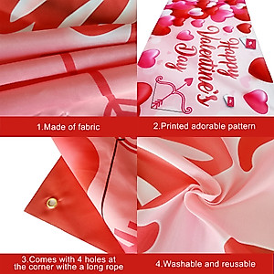 Large, Happy Valentines Day Backdrop - 72x44 Inch | Happy Valentines Day Banner, Valentines Day Decor | Wall Banner Valentine Day Backdrop, Valentines Day Decoration | Valentines Decorations for Party