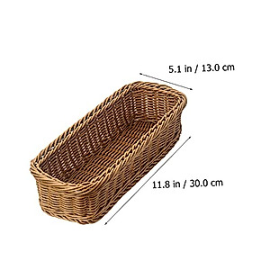 BESTonZON 2pcs Restaurant Vegetables Farmhouse Knitting Bread Caddy Kitchen Cutlery Imitation Forks Baskets Table Rectangular Keys Cabinet Holders Cm Bin Pantry Wallet Handmade Xxcm Cell