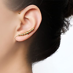 SLUYNZ 925 Sterling Silver Cuff Earrings Wrap for Women Crawler Earrings No Piercing Clip Arround Ear (Yellow-Pair)