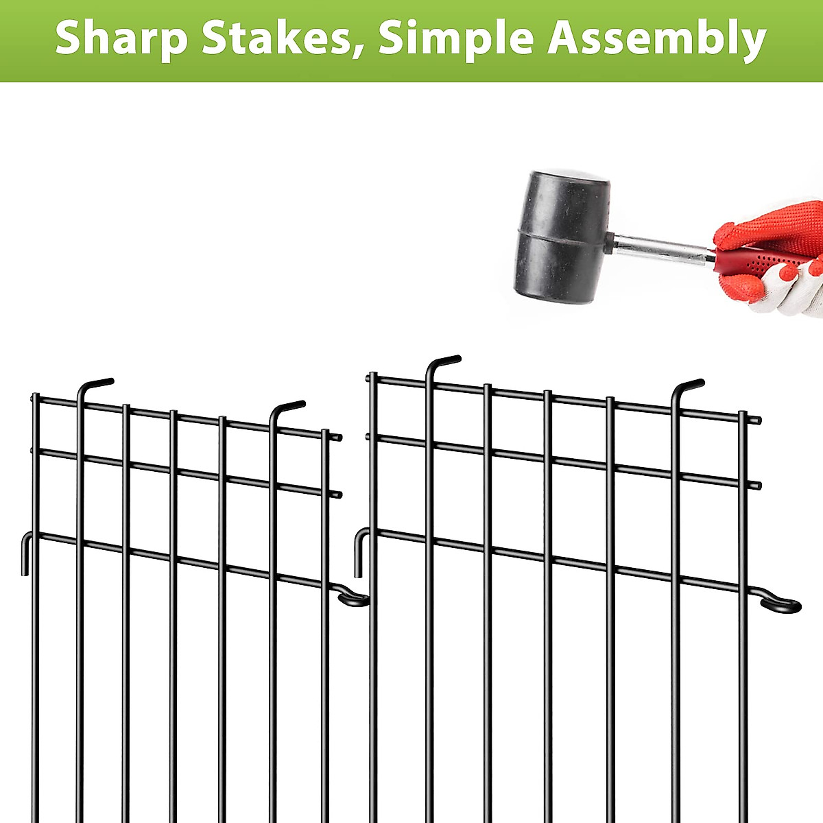 OUSHENG 1.5'' Spacing Animal Barrier Fence for Dogs, 10 Panels Rustproof Metal Anti Doggie Digging Garden Border, Under Ground Fencing Bottom Puppy Blockers Stakes for The Yard, 17in (H) X 10ft (L)