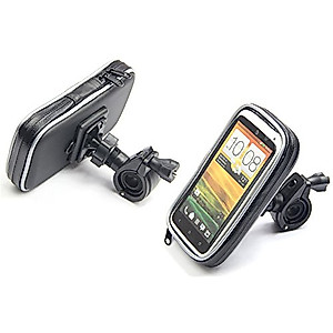 Cheeroyal Universal 360° Switch Waterproof Bike Bicycle GPS Case Motorbike Stand Phone Holder Mount for Smartphone Up to 4.7-5.2 Inch (L(4.7"-5.2"))