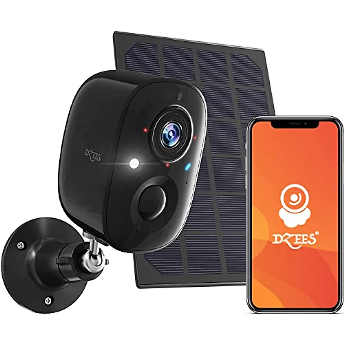 Dzees 【Upgrade Solar Camera Security Outdoor Wireless, Wireless Outdoor Security Cameras with Solar Panel, 1080P Color Night Vision, Spotlight/Alarm, AI Detection, 2-Way Talk, IP66 Waterproof