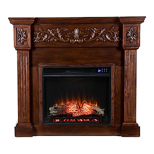 BOWERY HILL Modern Carved Touch Screen Electric Fireplace in Rich Espresso