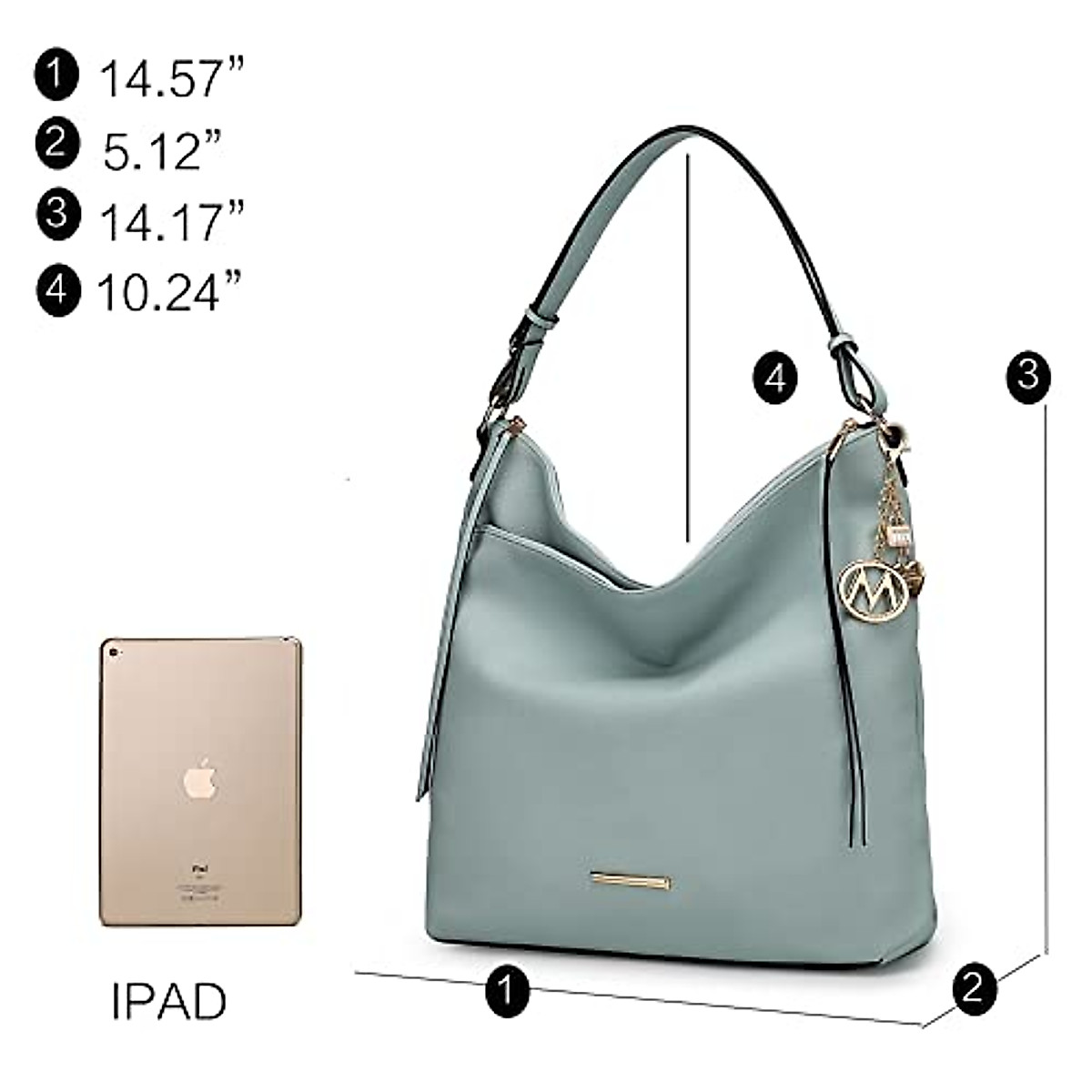 MKF Hobo Bag for Women – PU Leather Shoulder Purse Pocketbook Fashion – Top Handle Multi Pocket Handbag Elise Navy Blue